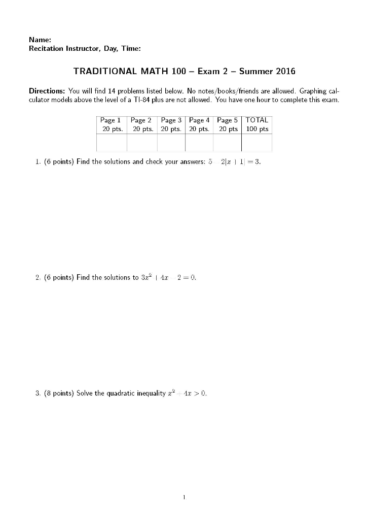 Solved Name: Recitation Instructor, Day, Time: TRADITIONAL | Chegg.com