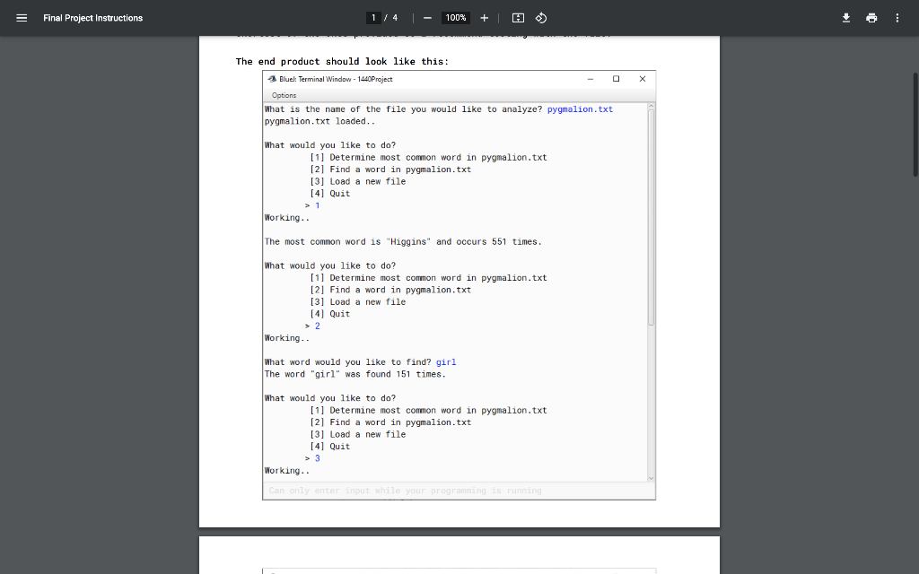 Solved = Final Project Instructions 114 100% The end product | Chegg.com