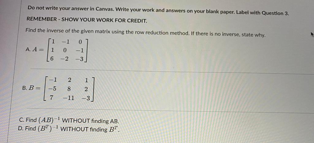 Solved Do not write your answer in Canvas. Write your work | Chegg.com
