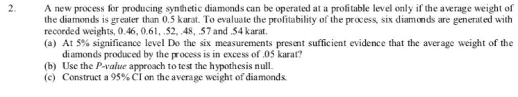 Solved A new process for producing synthetic diamonds can be | Chegg.com