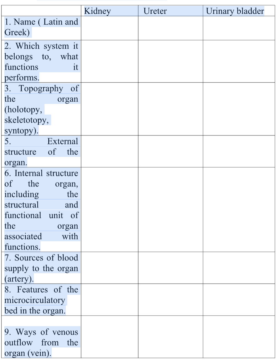 Solved PLEASE FILL THIS TABLE _ ANSWER SHORT AND SHARP TO | Chegg.com