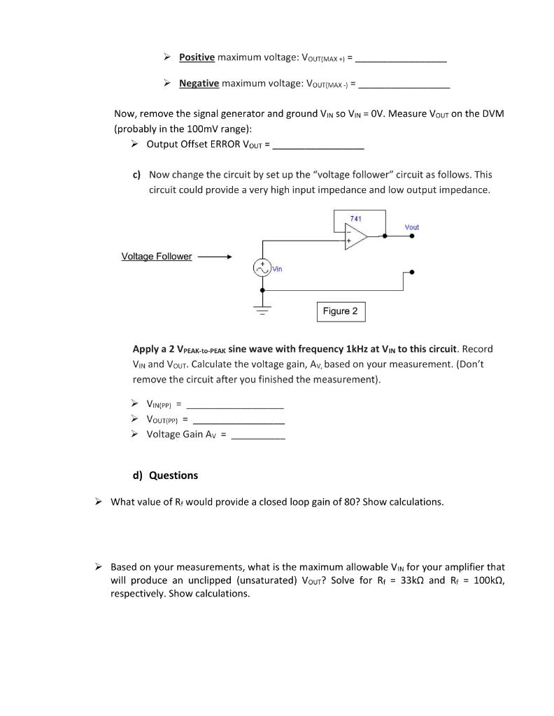 Solved The Non-Inverting Amplifier a) Set up this circuit to | Chegg.com