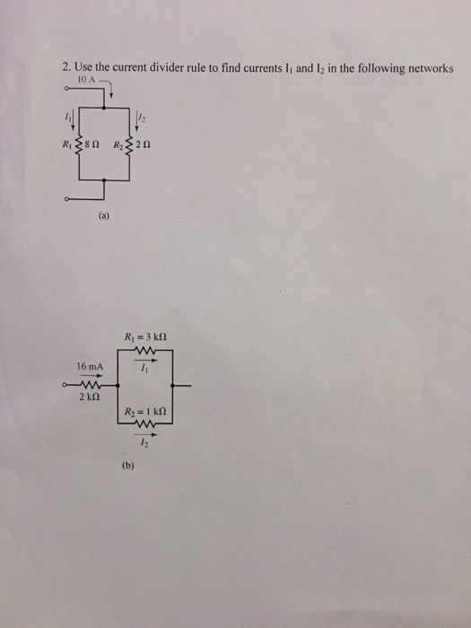 Solved 2. Use the current divider rule to find currents li | Chegg.com