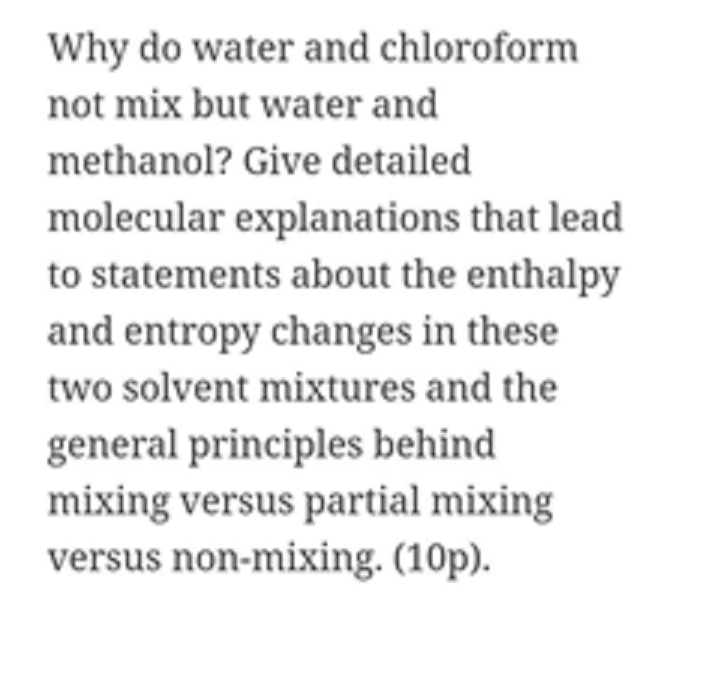Solved Why do water and chloroform not mix but water and | Chegg.com