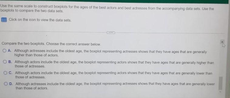 Solved possible Use the same scale to construct boxplots for | Chegg.com