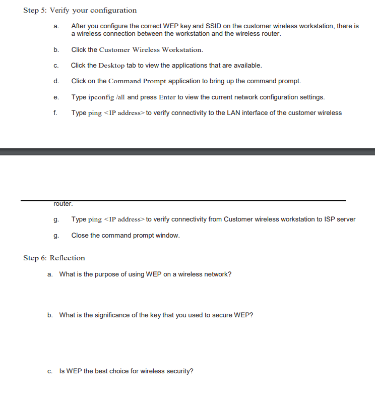 Solved Configuring WEP on a Wireless Router Fao ISP | Chegg.com