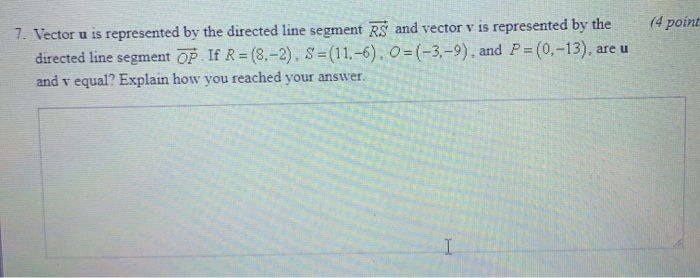 Solved vector u is represented by the directed line segment | Chegg.com