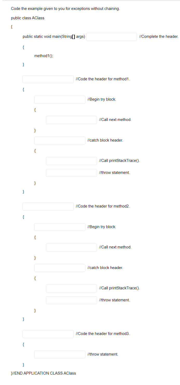 Solved de the example given to you for exceptions without | Chegg.com