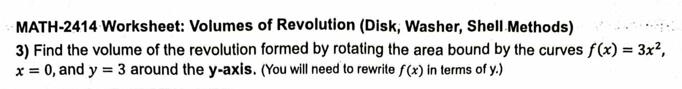 Solved Find the volume of the revolution formed by rotating | Chegg.com