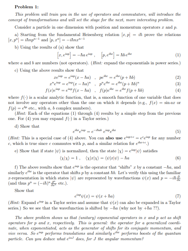 Solved Problem 1: This problem will train you in the use of | Chegg.com