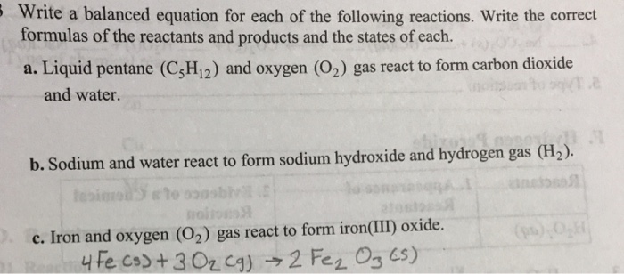 Solved Write a balanced equation for each of the following | Chegg.com