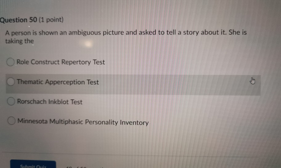 Solved Question 50 (1 point) A person is shown an ambiguous | Chegg.com