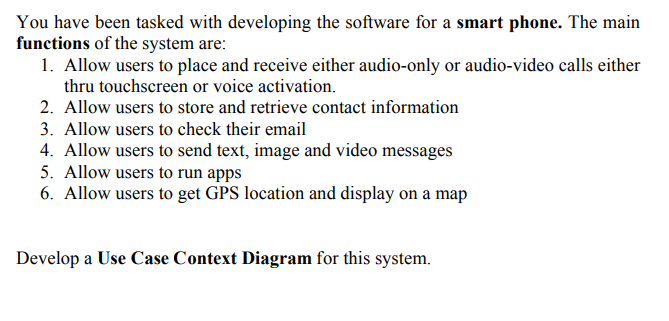 Solved You have been tasked with developing the software for | Chegg.com