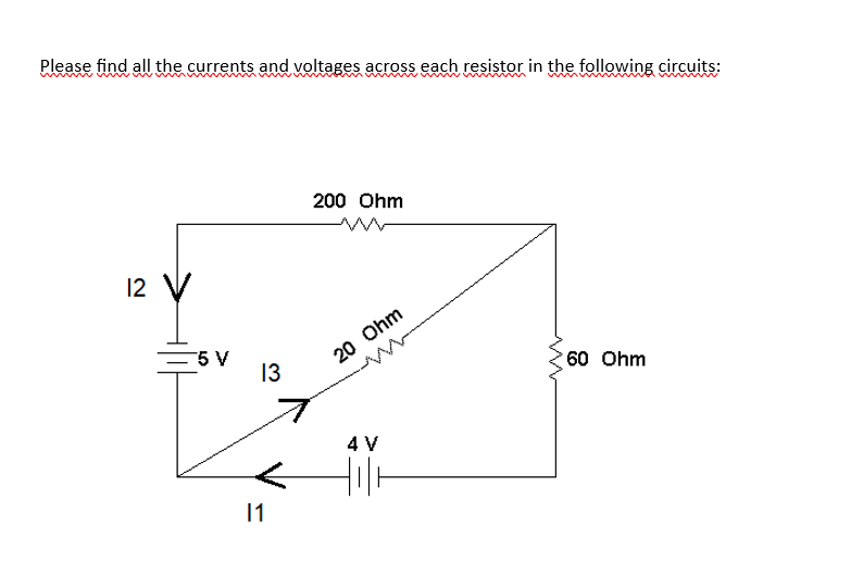 Solved Please find all the currents and voltages across each | Chegg.com