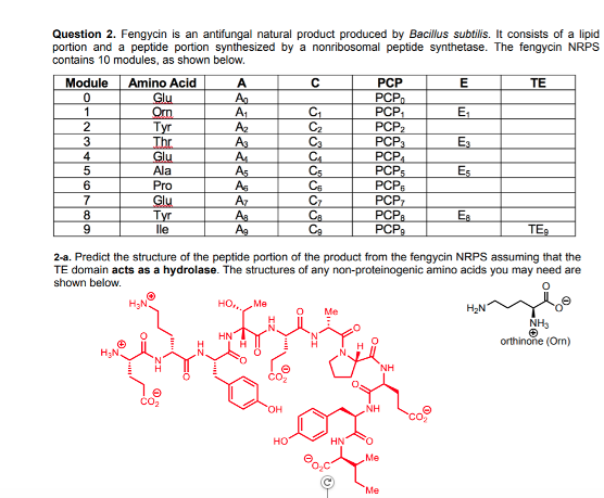 Question 2. Fengycin is an antifungal natural product | Chegg.com