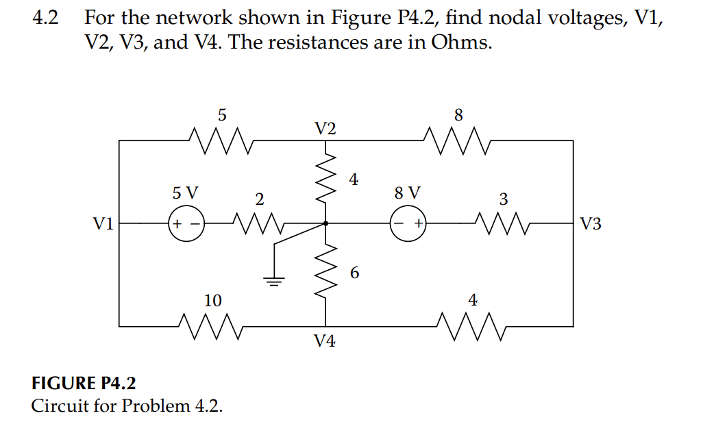 Solved 4.2 For the network shown in Figure P4.2, find nodal | Chegg.com