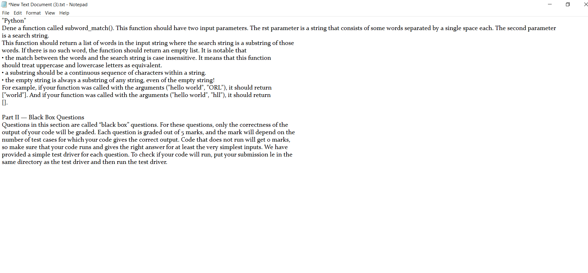 Solved *New Text Document (3).txt - Notepad File Edit Format | Chegg.com