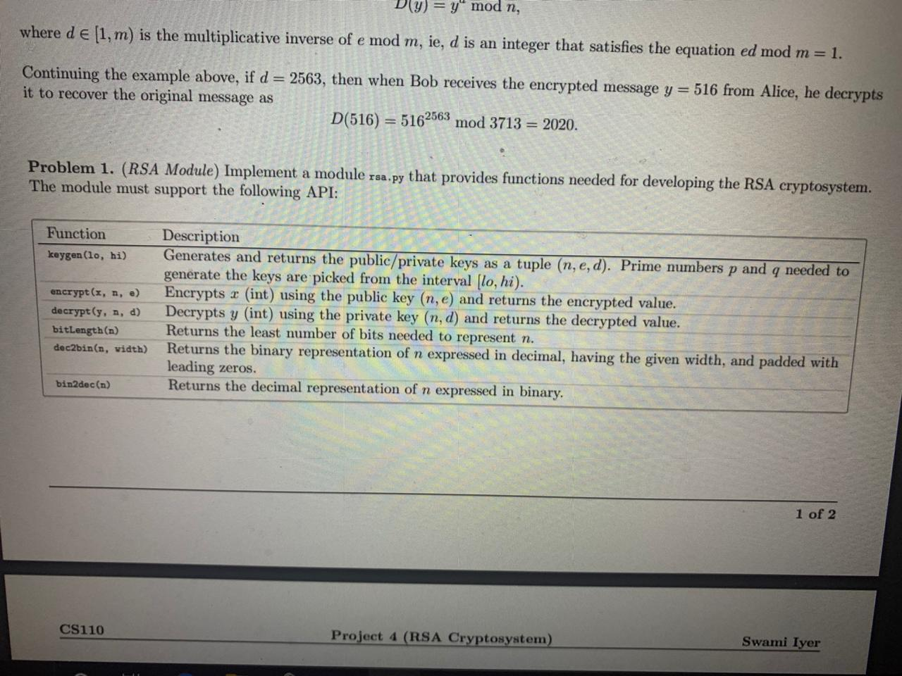 Solved Diy)=y" mod n, where ,m) is the multiplicative | Chegg.com