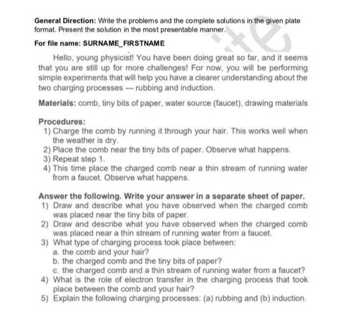 Solved General Direction: Write the problems and the | Chegg.com