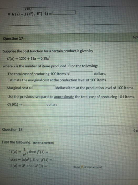 Solved Question 16 Consider functions fand g defined by the | Chegg.com