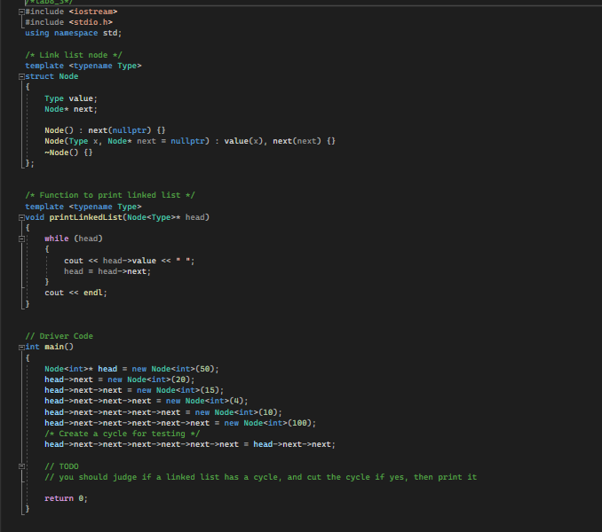 Solved P3: (20 points) Judge if a linked list has a cycle, | Chegg.com