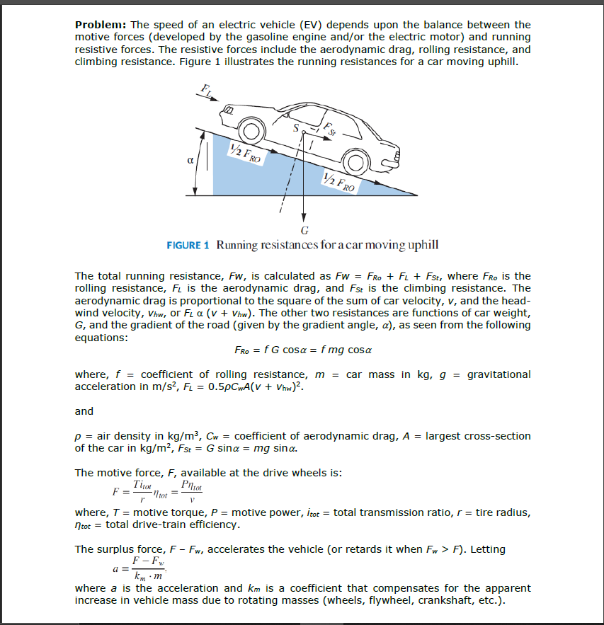 Solved Problem: The speed of an electric vehicle (EV) | Chegg.com
