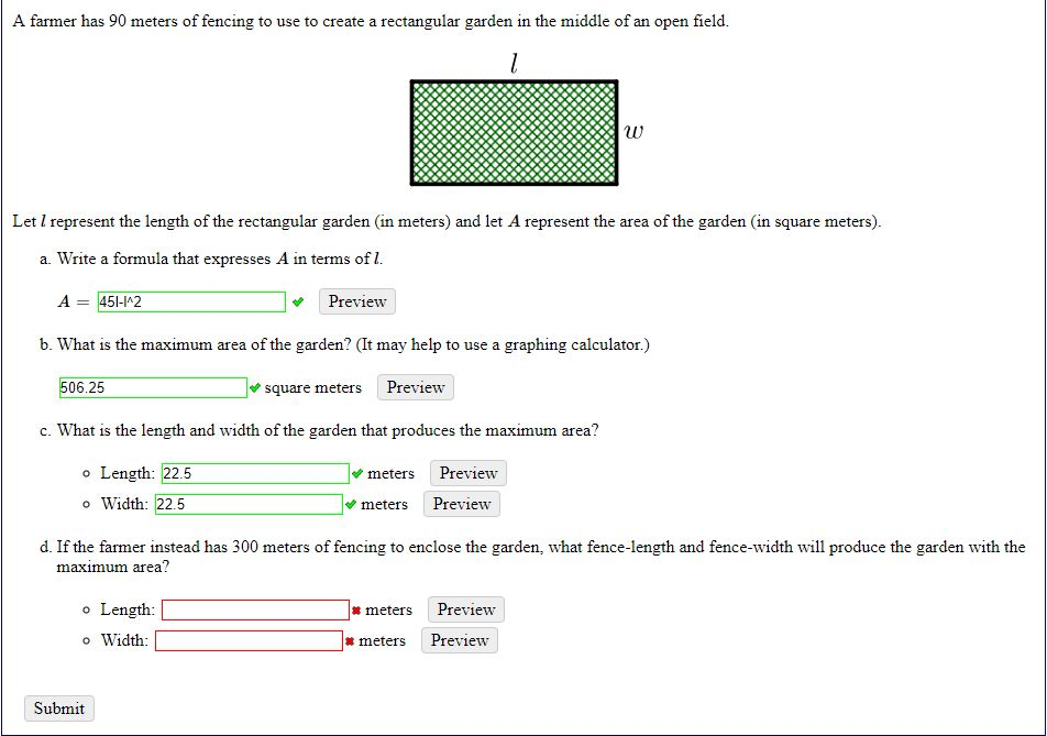 Solved A farmer has 90 meters of fencing to use to create a | Chegg.com