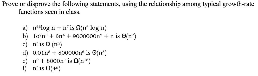 Solved Prove or disprove the following statements, using the | Chegg.com