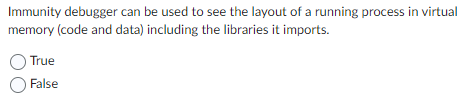 Solved Immunity debugger can be used to see the layout of a | Chegg.com