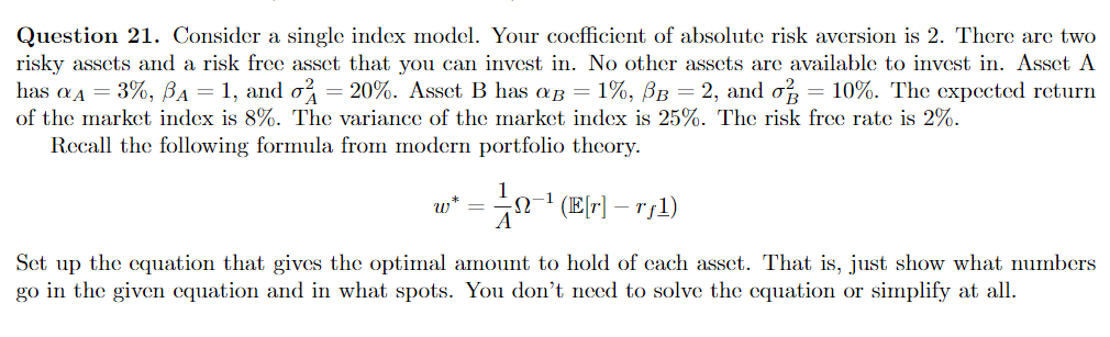 Question 21. Consider a single index model. Your | Chegg.com