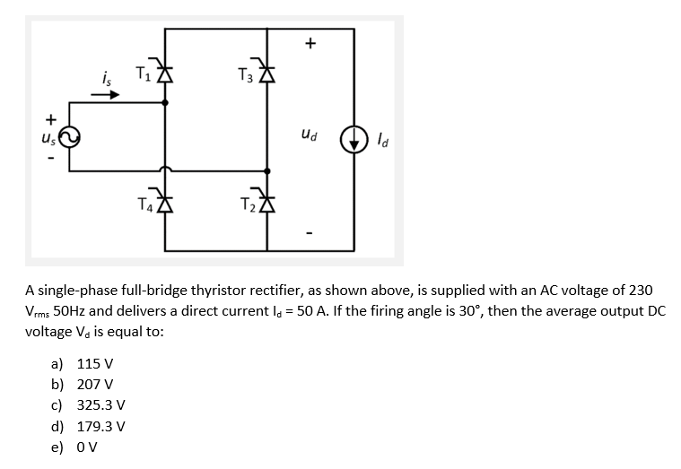 Solved +51 T3 la T4 T₂ A single-phase full-bridge thyristor | Chegg.com