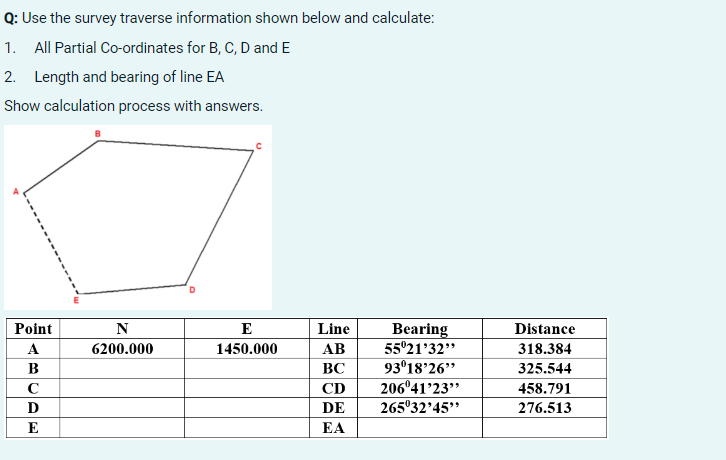 Solved Q: Use the survey traverse information shown below | Chegg.com