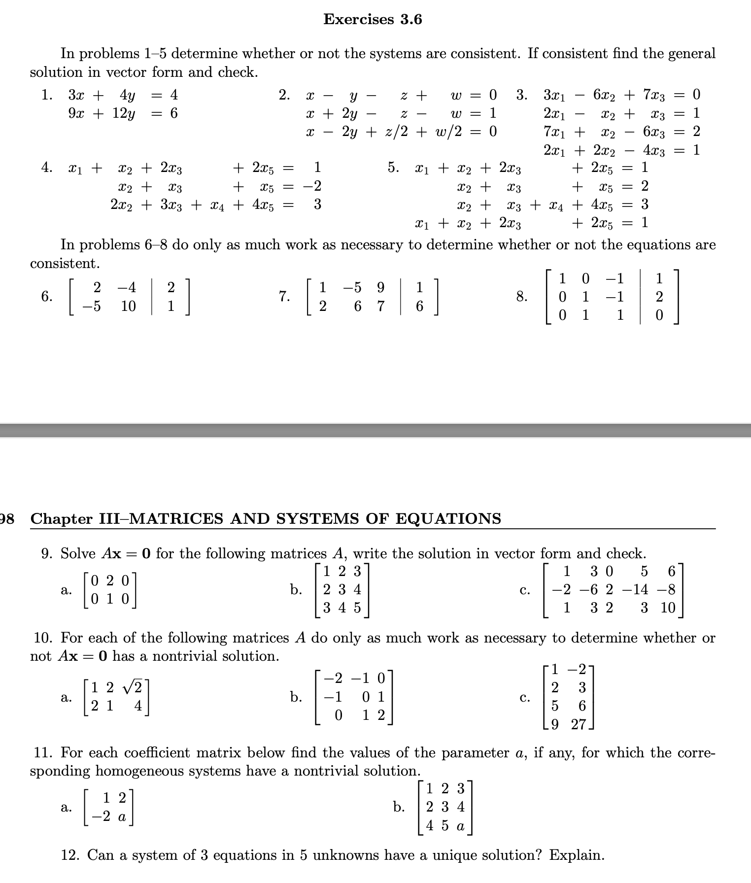 Solved Exercises 3.6 In problems 1-5 determine whether or | Chegg.com
