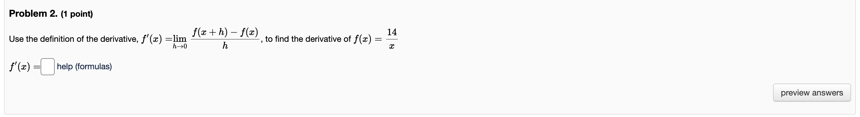 Solved Problem 2. (1 ﻿point)Use the definition of the | Chegg.com