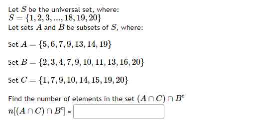 Let S ﻿be the universal set, | Chegg.com