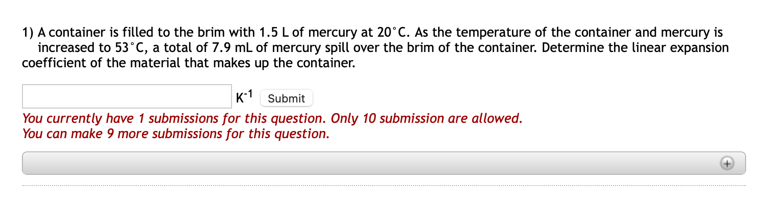 Solved 1) A container is filled to the brim with 1.5 L of | Chegg.com