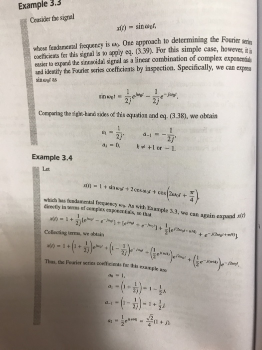 Solved Example 3.3 Consider the signal x(t) sin wot, whose | Chegg.com