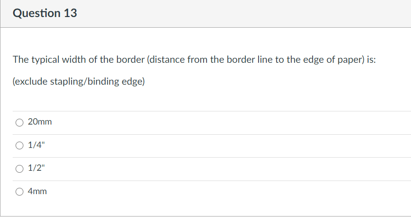 Solved Question 13 The typical width of the border (distance | Chegg.com