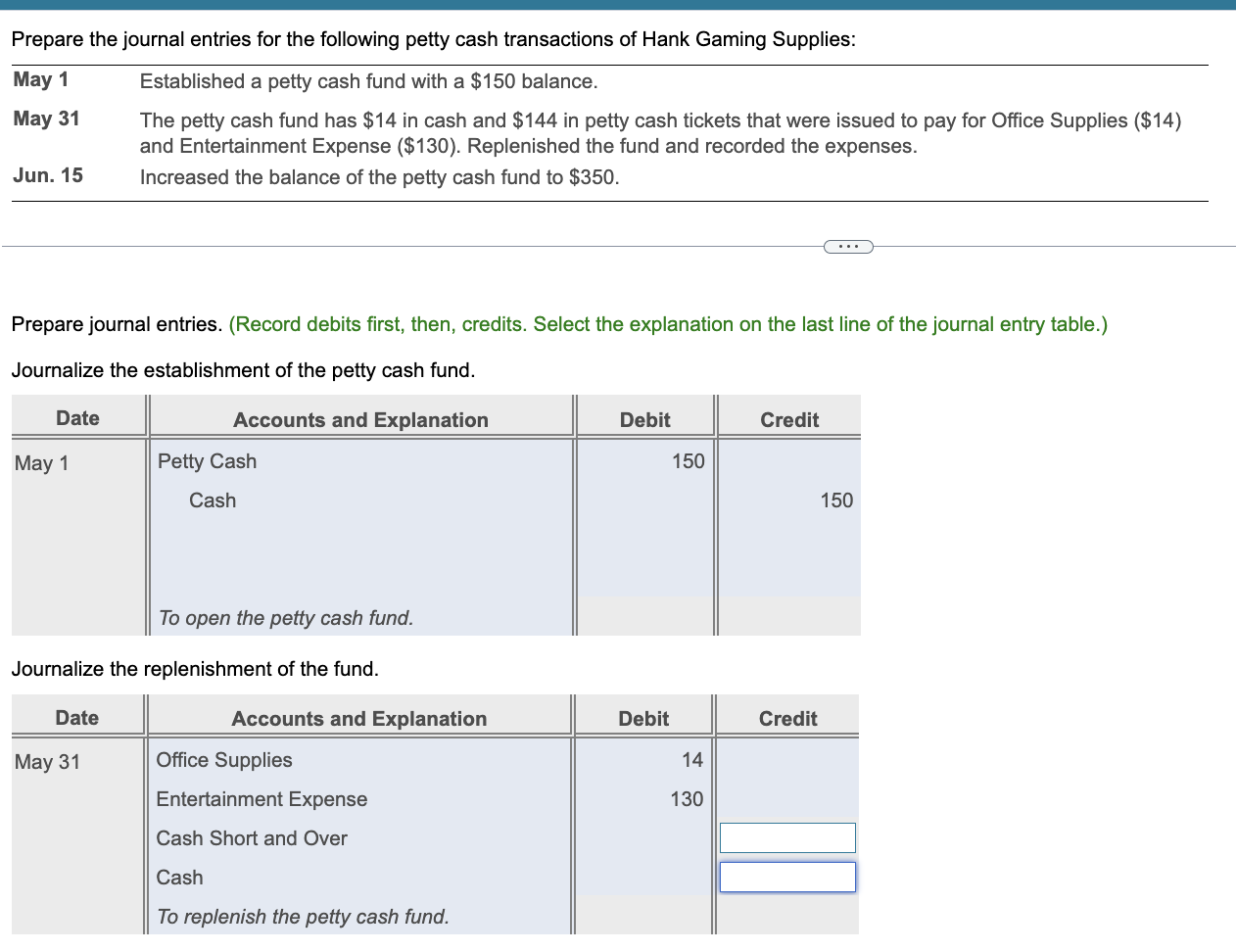 Solved Requirement 1: calculate cash short and | Chegg.com