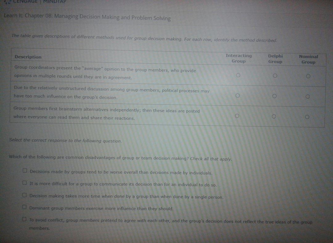 Solved CENGAGE | MINDTAP Learn It: Chapter 08: Managing | Chegg.com