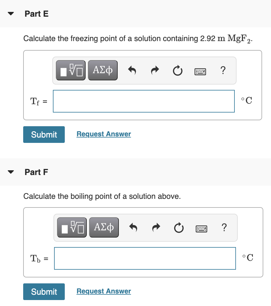 Solved Part A Calculate the freezing point of a solution | Chegg.com