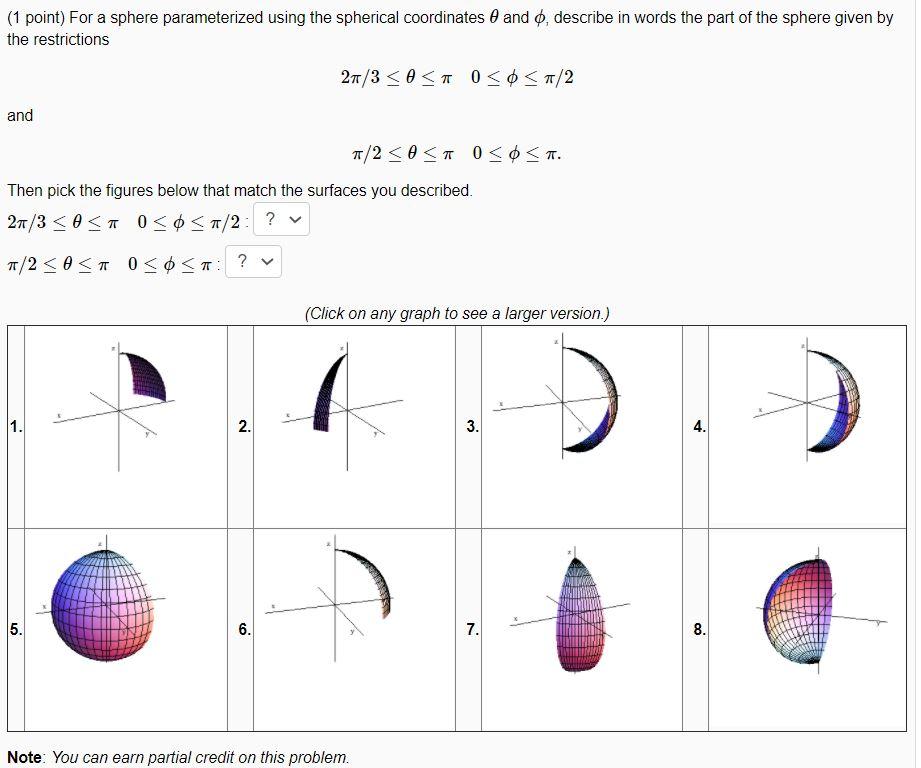 Solved (1 point) For a sphere parameterized using the | Chegg.com