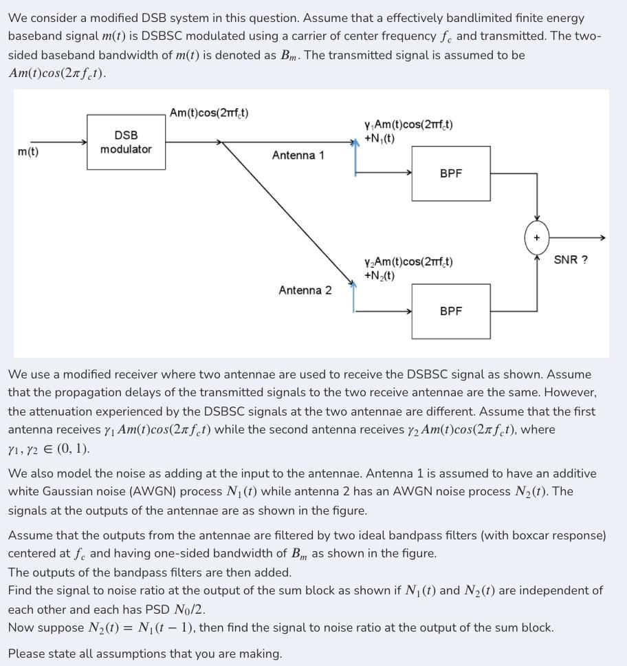 Solved We consider a modified DSB system in this question. | Chegg.com Solved We consider a modified DSB system in this question. | Chegg.com