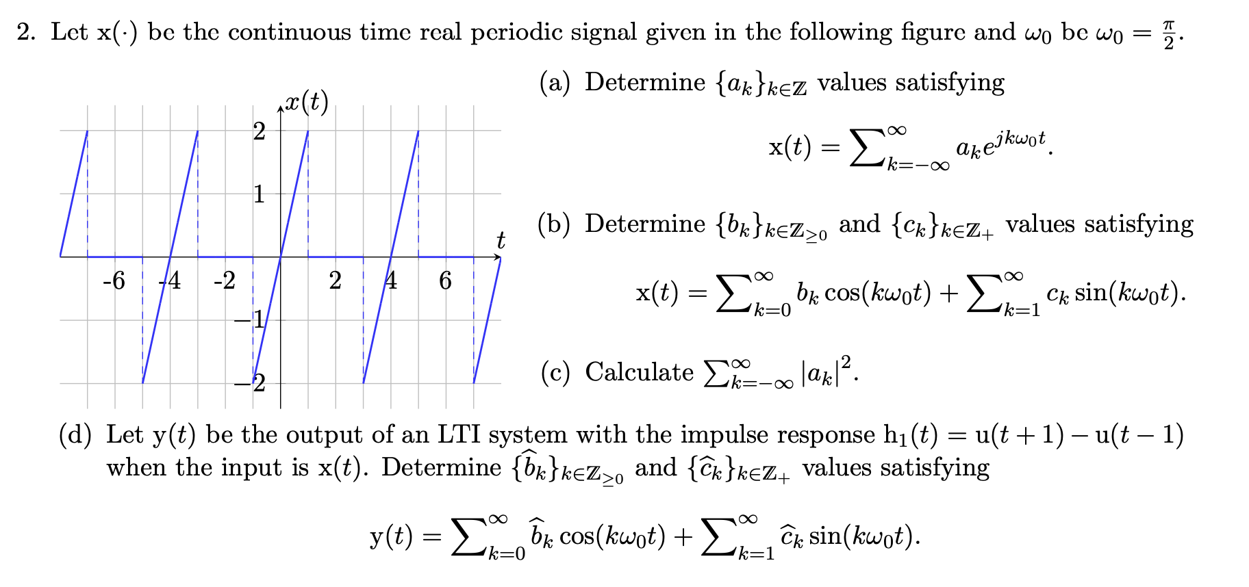 Solved Let x(*) be ﻿the continuous time real periodic signal | Chegg.com