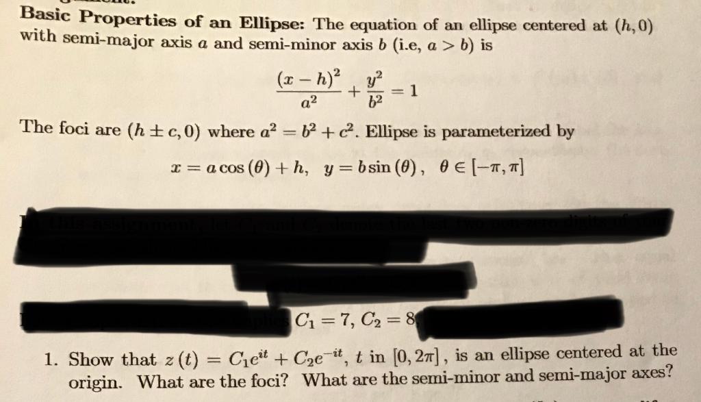 Solved Basic Properties of an Ellipse: The equation of an | Chegg.com