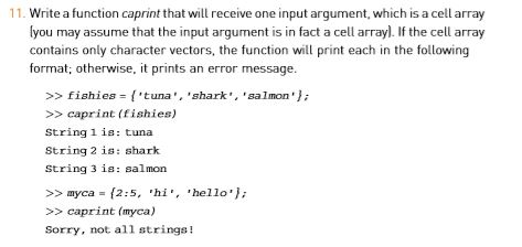 Solved 11. Write a function caprint that will receive one | Chegg.com