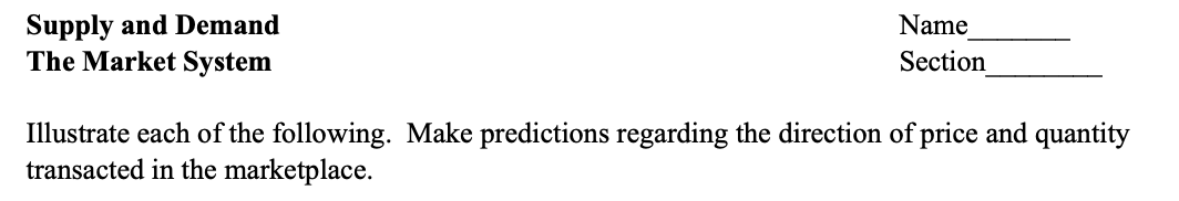 Solved Supply and Demand Name The Market System Section | Chegg.com