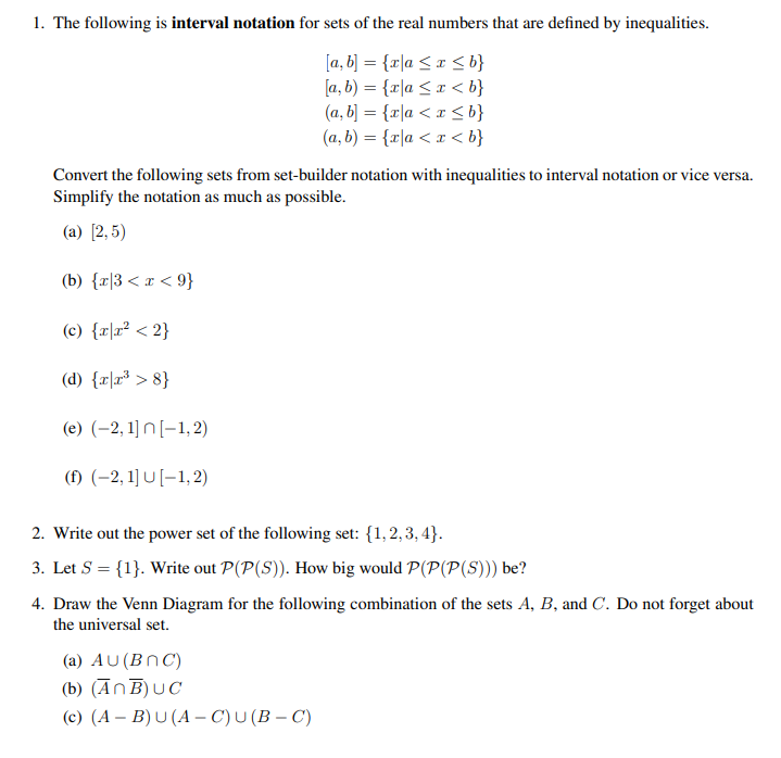 Solved 1. The following is interval notation for sets of the | Chegg.com