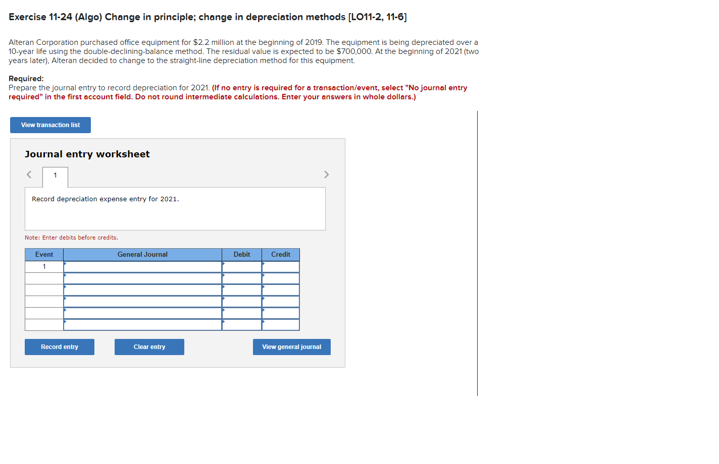 Solved Exercise 11-24 (Algo) Change in principle; change in | Chegg.com