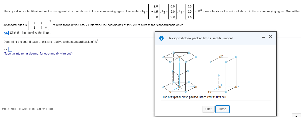 Solved 0.0 The crystal lattice for titanium has the | Chegg.com